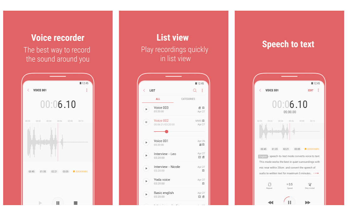 Samsung Voice Recorder : Une application dictaphone Android