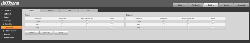 Paramétrer les enregistrements d'une caméra IP sur un serveur FTP