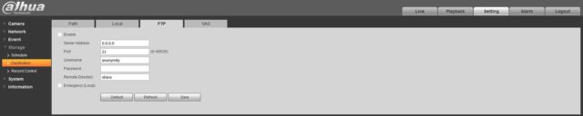 Paramétrer les enregistrements d'une caméra IP sur un serveur FTP