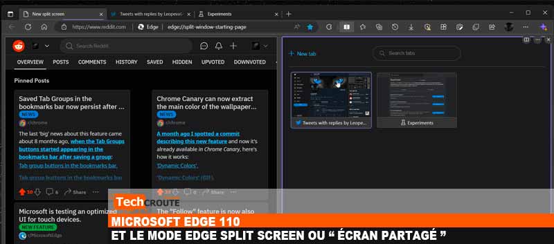 Microsoft Edge 110 et le mode Split Screen - TechCroute.com