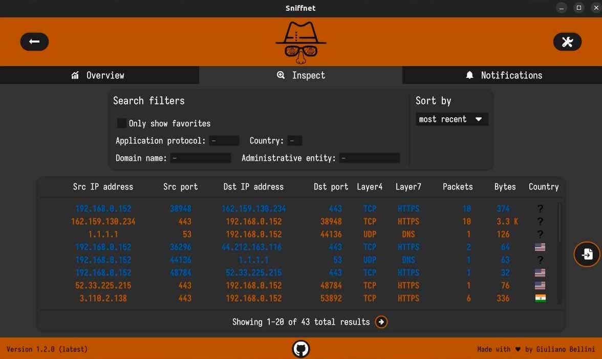 Sniffnet, un outil pour surveiller l’activité de votre réseau