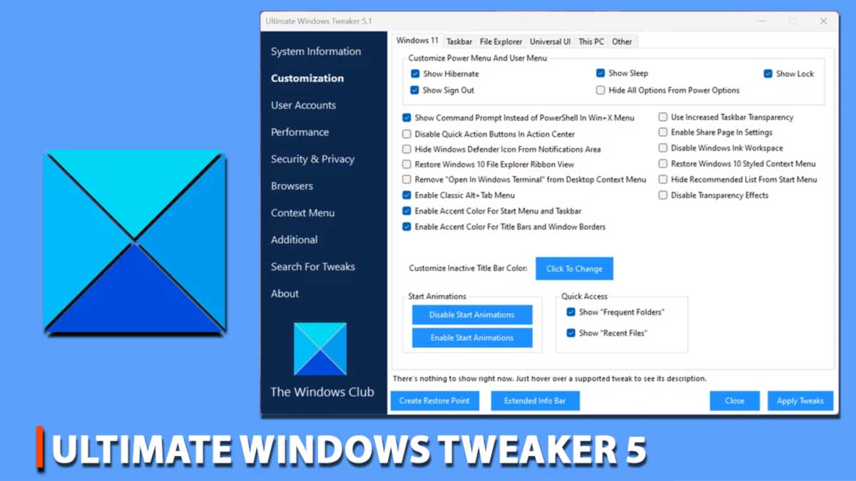 Téléchargez Ultimate Windows Tweaker 5 pour Windows 11 - TechCroute.com