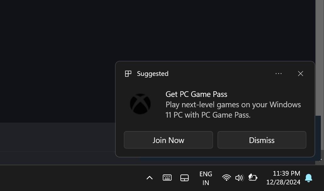 Publicités Pop-Up de Xbox PC Game Pass sur Windows 11 - TechCroute.com